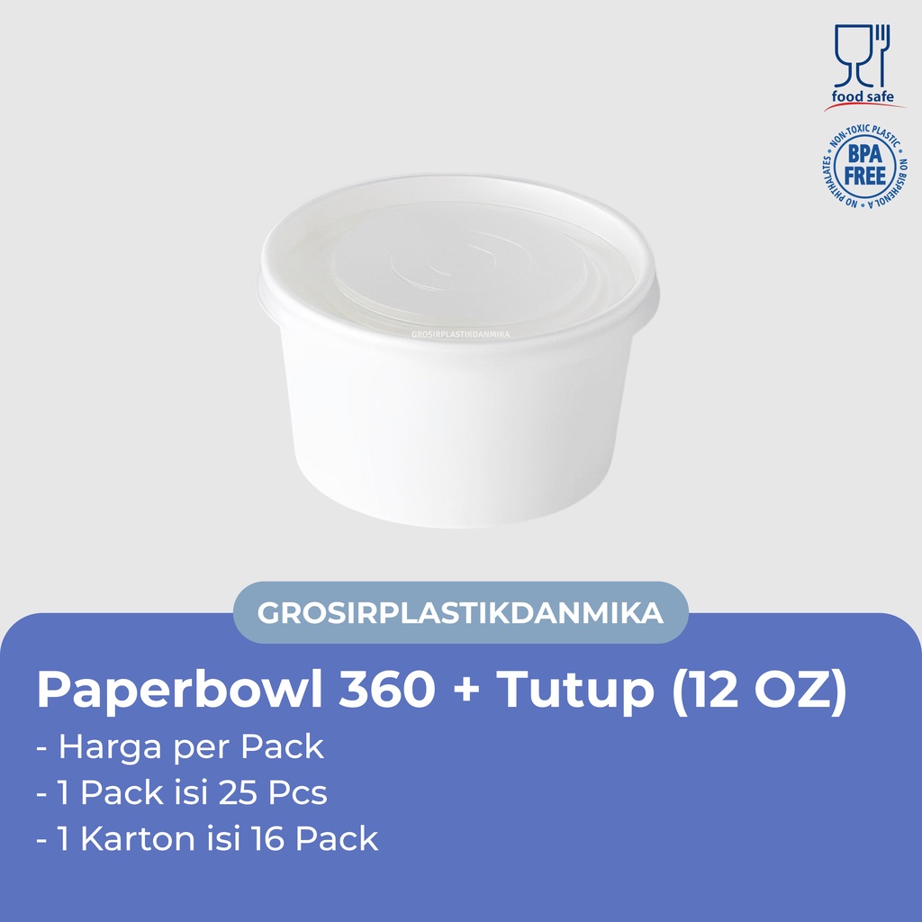 Jual Paper Rice Bowl 360 ml / Mangkuk Kertas / Paper Bowl 360 ml 1 Pack ...