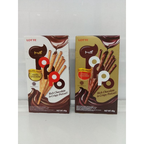 Jual Lotte Toppo 40g Vanila strawberry,COCOA chocolate dan vanila ...