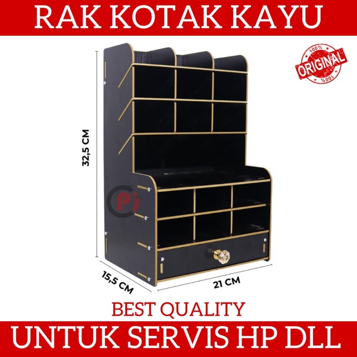 Jual Rak Penyimpanan Sparepart Tool HP Di Meja Kerja Model Kayu B-16 ...