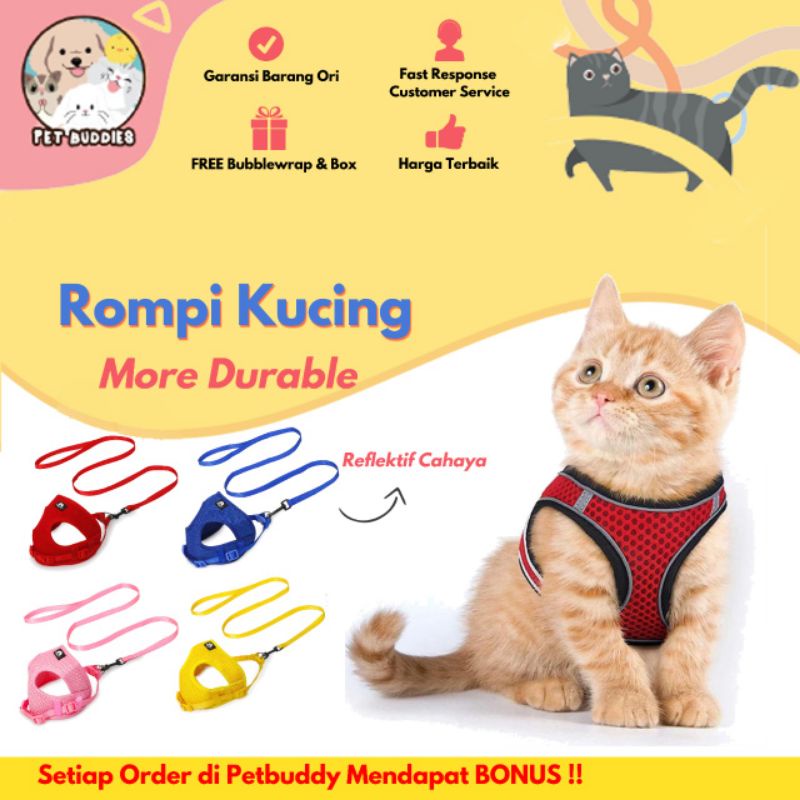 Jual Rompi Kucing Jaring Pet Harness Anjing/Kucing Reflektif ...