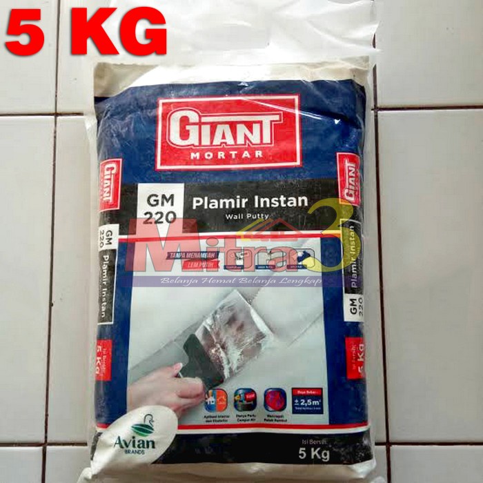 Jual best produk] GIANT Mortar 220 5 KG Plamir Instan Acian Tembok ...
