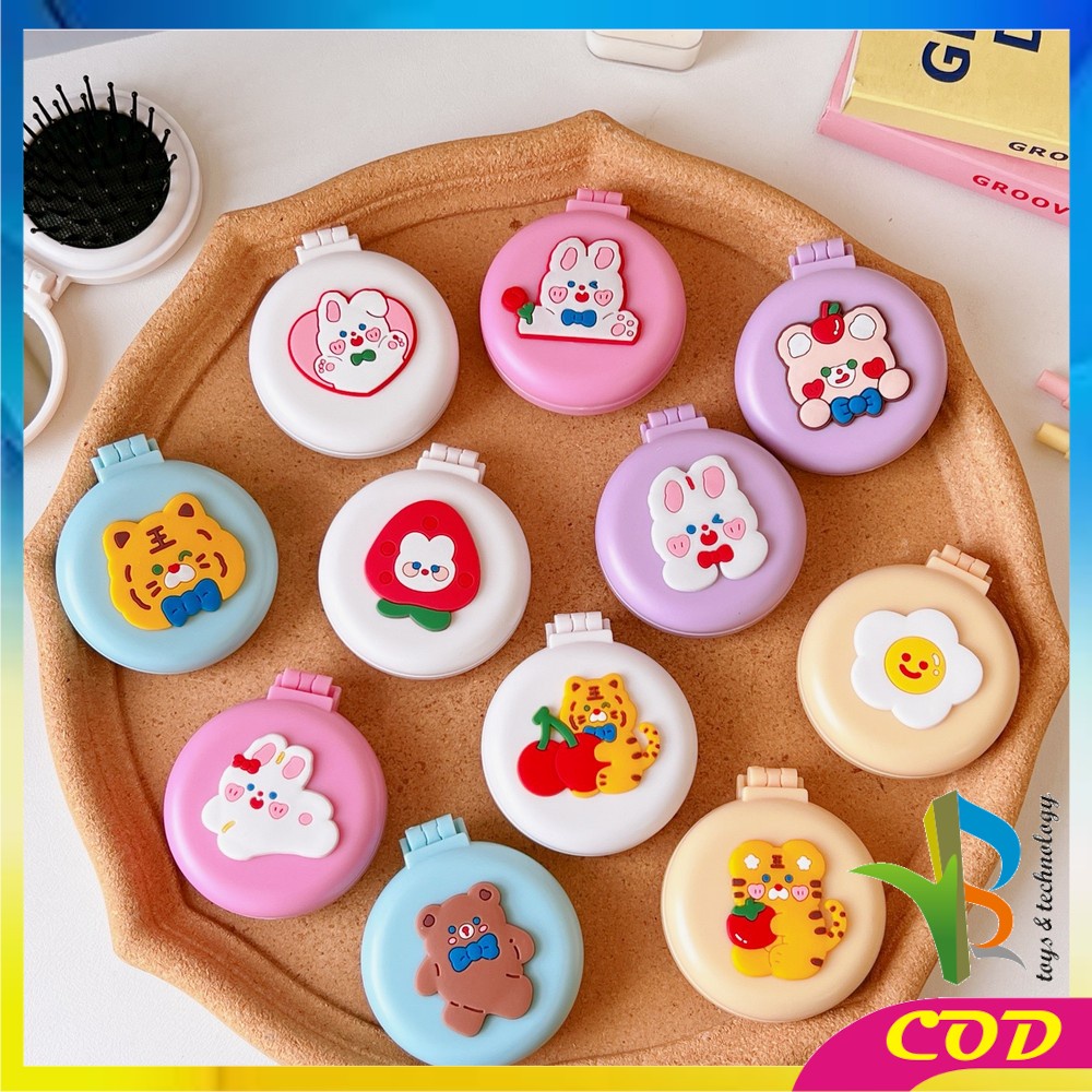 Jual RB-C767 Cermin Sisir Bulat Lipat Kaca Ala Korea Sisir Compact 2IN1 ...