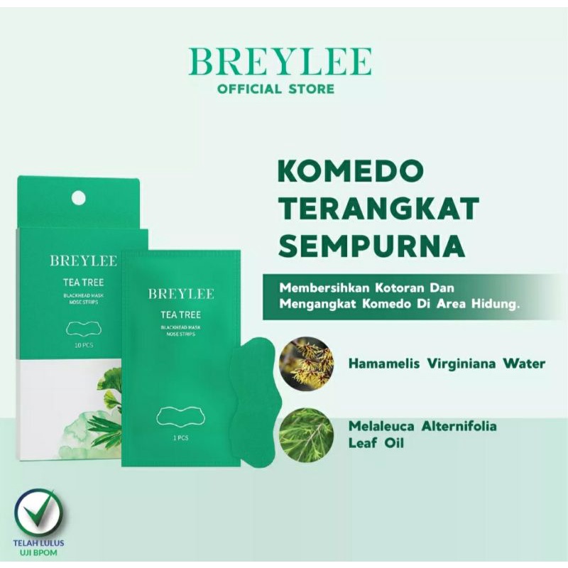 Jual BREYLEE TEA TREE BLACKHEAD MASK NOSE STRIPS (ISI 10 STRIPS ...
