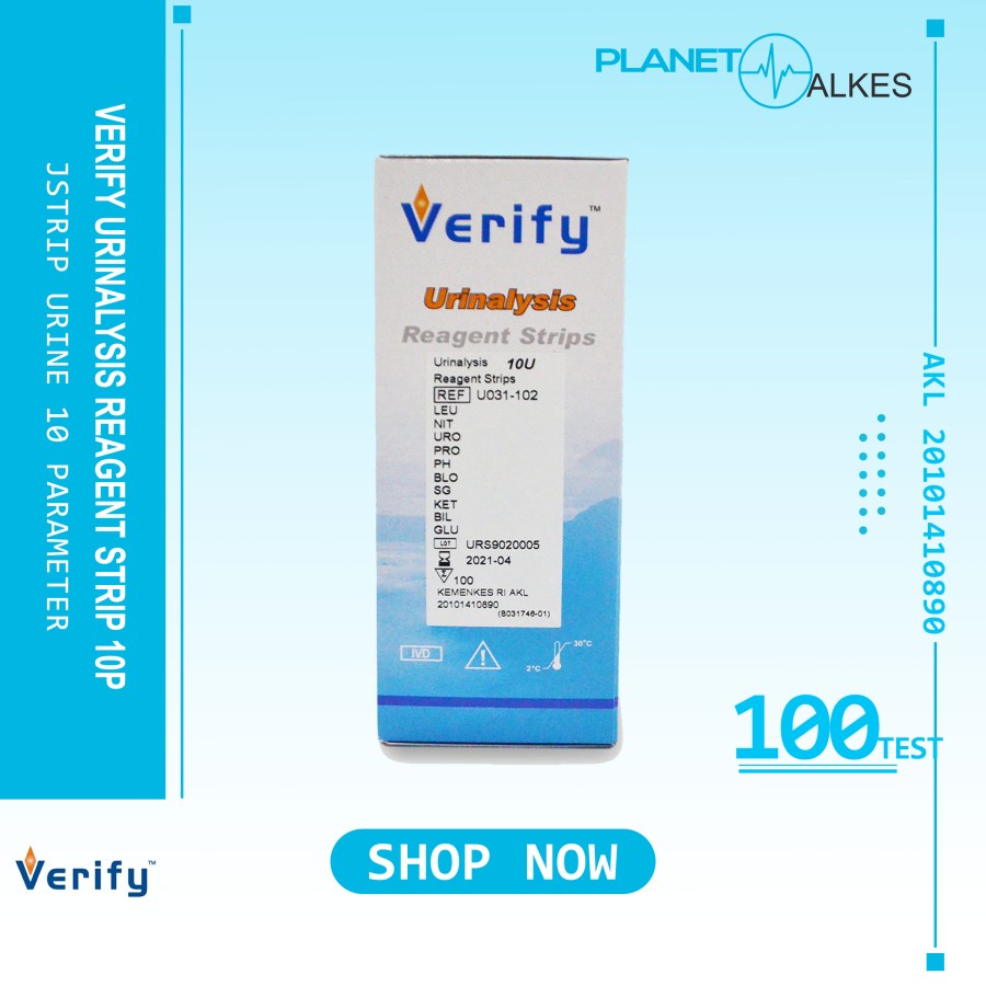 Jual Verify 10 Parameter Urinalysis Reagent Urine Strip 10P 3P isi 100 Verify | Shopee Indonesia