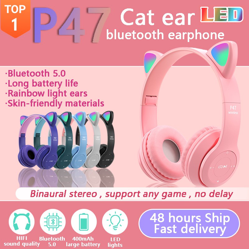 Jual Headphone Bando Cat Ear Anak Bluetooth Telinga Kucing Wireless ...