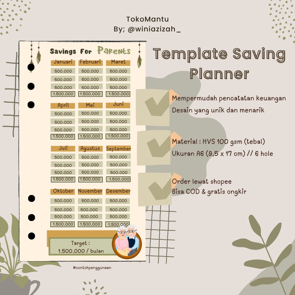 Jual Template Tantangan Menabung / Saving Planner / Saving Challenge ...