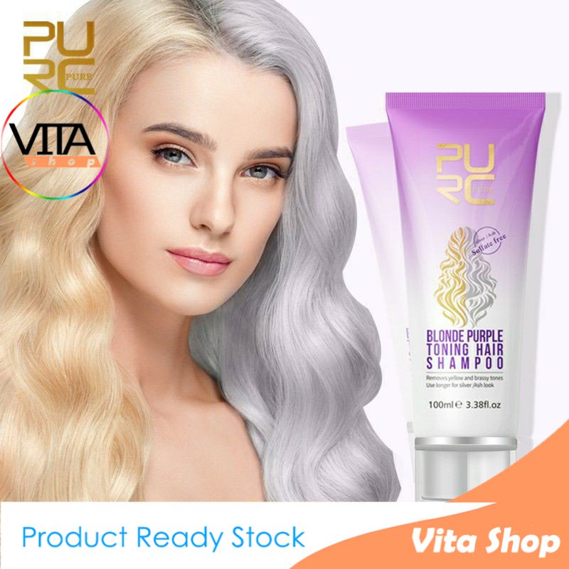 Jual Shampoo PURC Blonde Purple Hair bleaching For Silver Ash Removes ...
