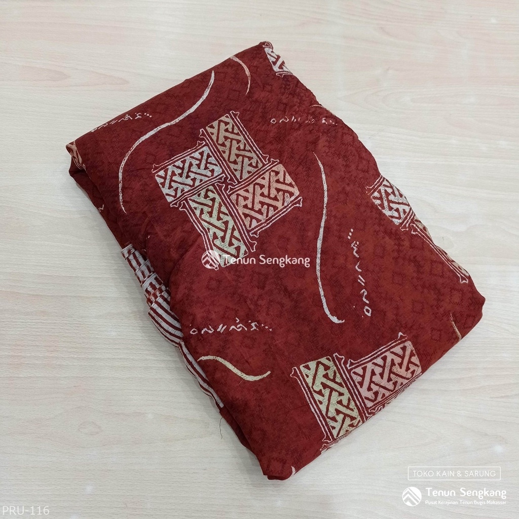 Jual Kain Tenun Dobby Batik Sutra Bugis Makassar Jingga Bata - Tenun Sengkang PRU-116 (Harga Per ...