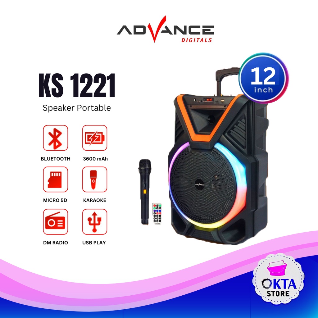 Jual Advance KS-1221 Speaker Meeting Bluetooth 12"Inch Free Mic Wireless | Shopee Indonesia