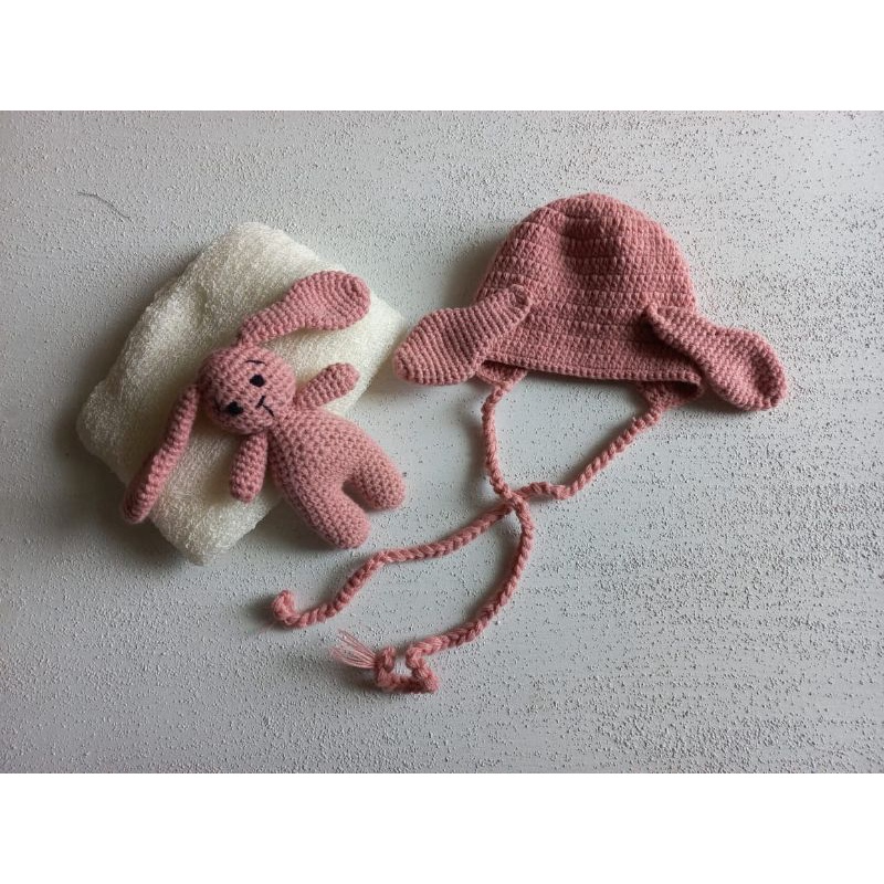Jual kupluk kelinci newborn properti foto bayi felicio baby | Shopee ...