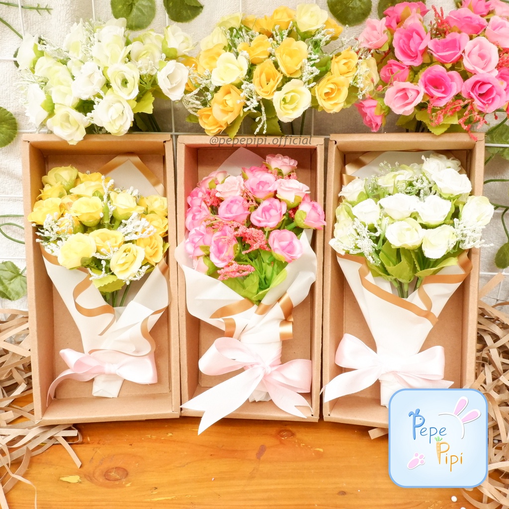 Jual Buket bunga box hadiah sweet flower box / mini bouquet / buket ...