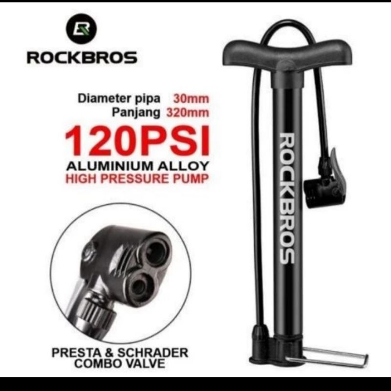 Jual POMPA MOTOR BOLA BALON KASUR SEPEDA PORTABEL ROCKBROS A320 120 PSI ...