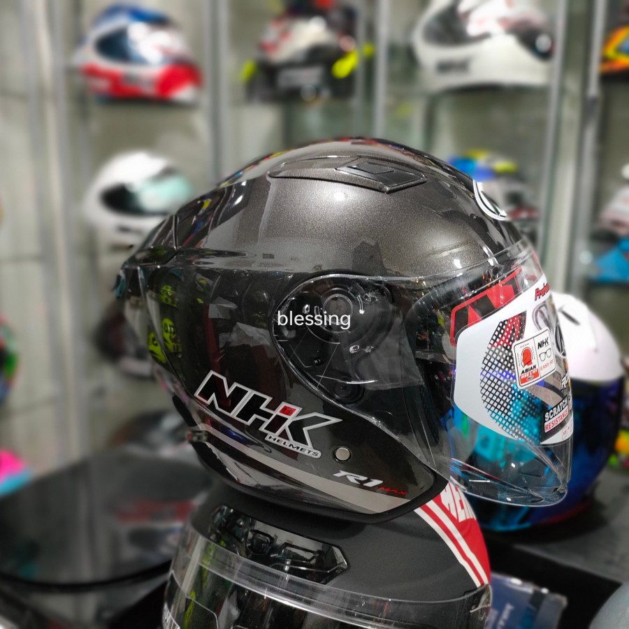 Jual HELM NHK R1 MAX GUNMET DOUBLE VISOR HELM HALF FACE | Shopee Indonesia