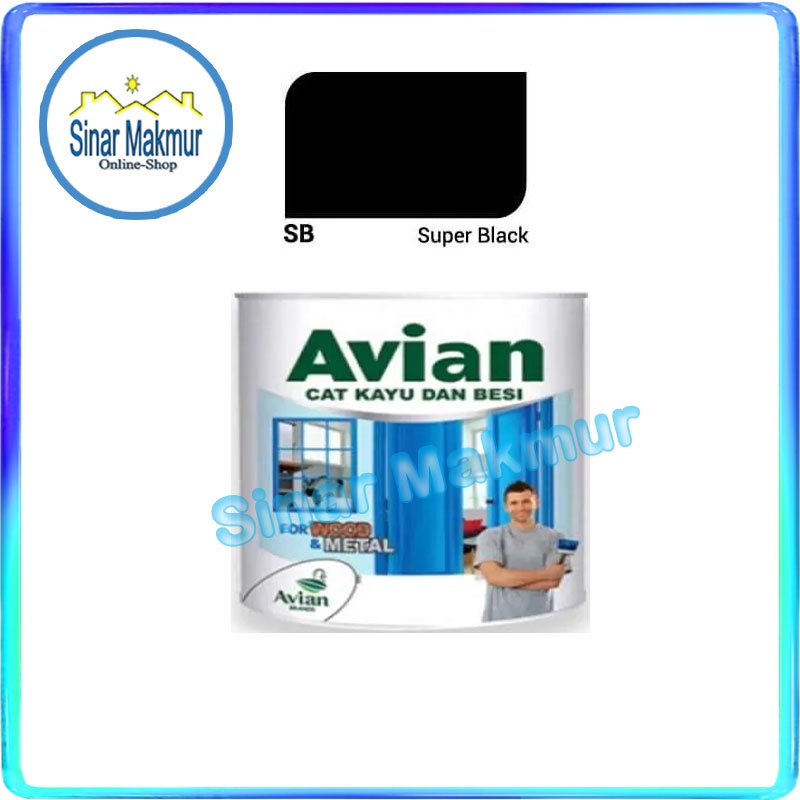 Jual Cat Kayu Besi 1/2 KG 0,45 Liter Super Black (AVIAN) | Shopee Indonesia