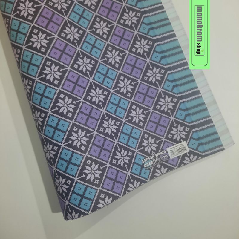 Jual Kertas Kado Sansan Wawa Batik Motif Tenun Ungu Pattern - Wrapping ...