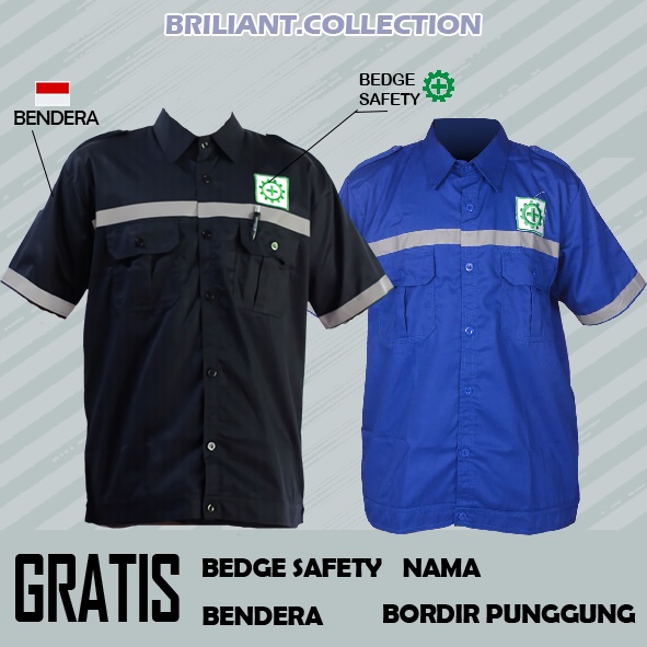 Jual baju bengkel wearpack / kemeja proyek safety FREE BEDGE | Shopee ...