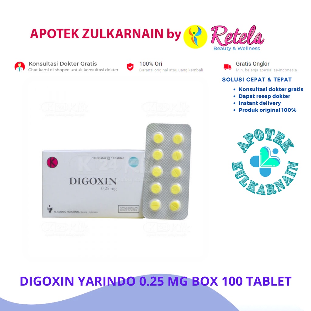 Jual Digoxin 0.25Mg 100 Tablet | Shopee Indonesia