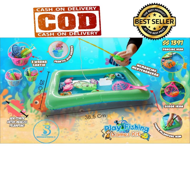 Jual Mainan Anak Memancing Pancingan Ikan Dan Kolam Pompa Keranjang ...