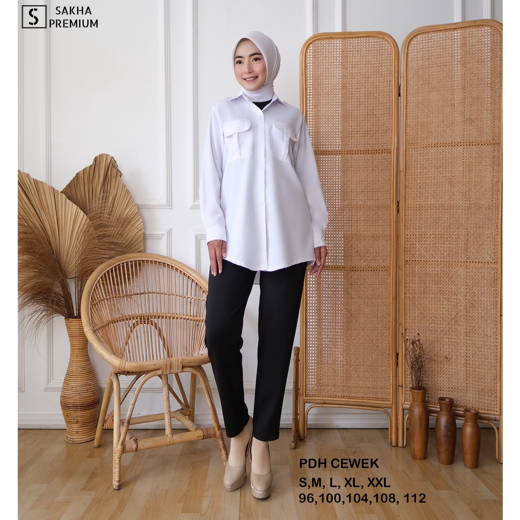 Jual Sakhapremium.id - PDH CW Kemeja Baju Putih Polos Wanita Kerja Kantoran PNS Guru PPL Jumbo ...