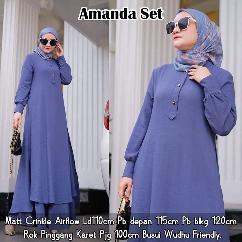 Jual Amanda Set Setelan Terlaris Dan Terkini 2023 Long Tunik Dan Rok ...