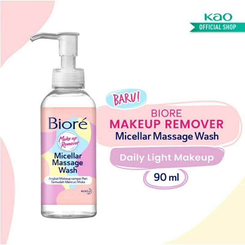 Jual Biore Make Up Remover Micellar Massage Wash (90ml) | Shopee Indonesia