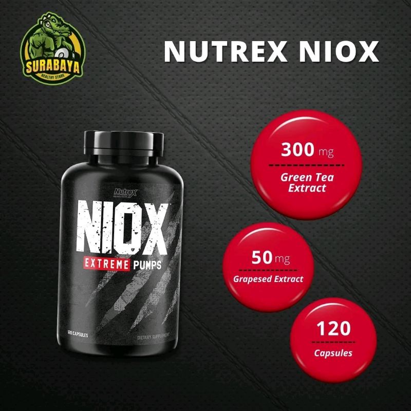 Jual Nutrex Niox 120 Capsules Nutric Oxide Pre Workout PreWorkout Pre ...