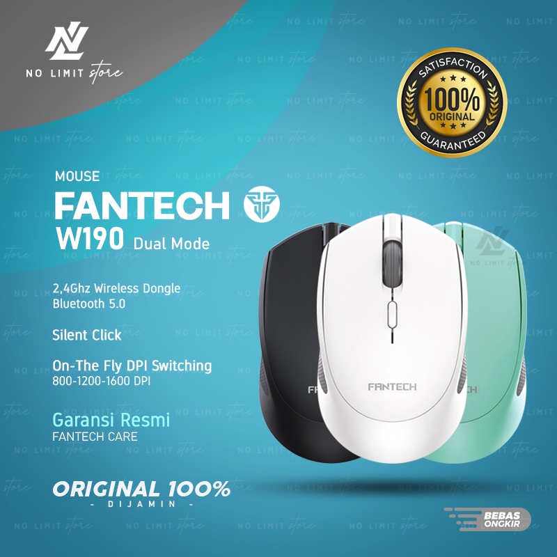 Jual Fantech W190 Dual Mode Wireless Bluetooth Mouse 2,4Ghz - Bluetooth ...