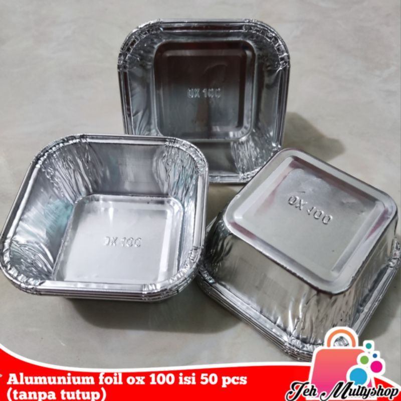 Jual Alumunium foil tray ox 100 isi 50 pcs (plus tutup/tanpa tutup) | Shopee Indonesia
