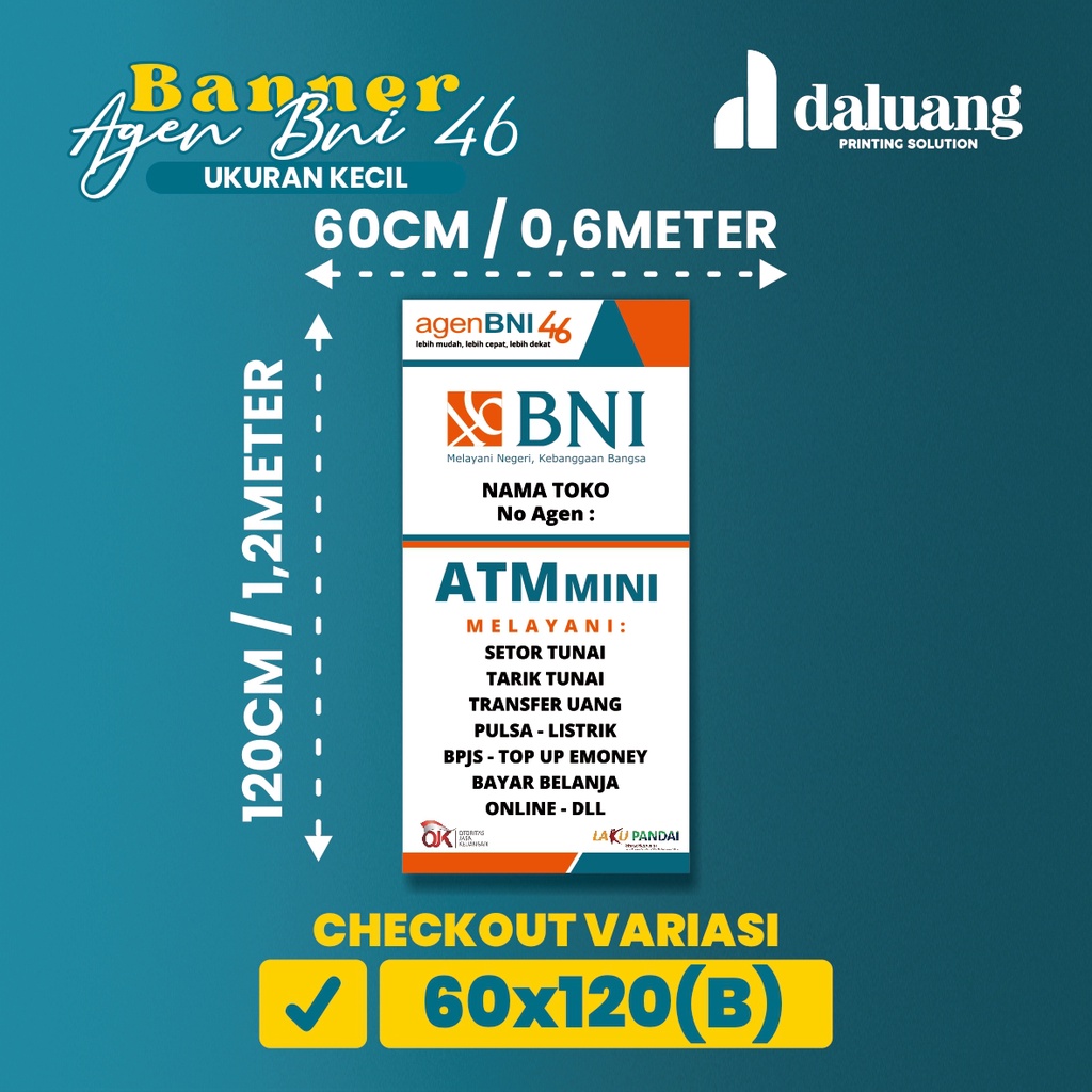 Jual Spanduk Banner Agen 46 Agen46 BNI Custom (Banner Part 1 Ukuran ...