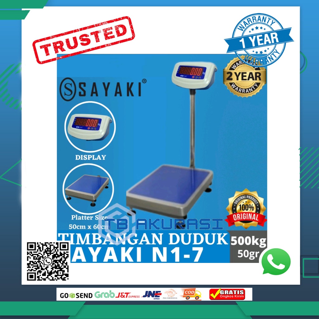 Jual Timbangan Duduk Digital SAYAKI N1-7 uk 50x60cm cap 500kgx50gr plus ...