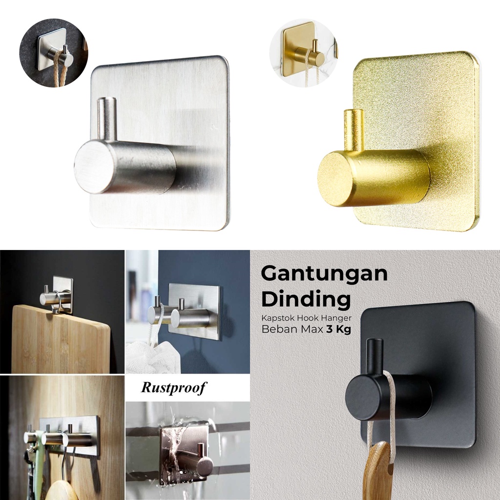 Jual Gantungan Dinding Tempel Kapstok Hook Hanger Stainless Steel ...