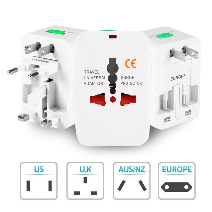Jual Universal Travel Adapter Power Plug Over Steker Kaki 3 2 US UK EU AU | Shopee Indonesia