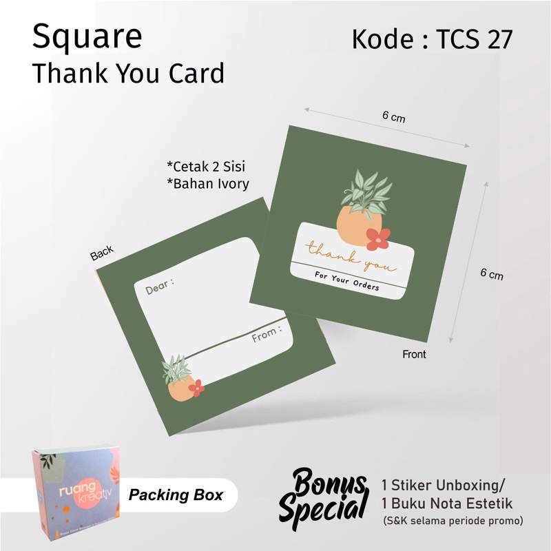 Jual Thank You Card isi 100 lembar - Kartu Ucapan - Thank Card | Shopee ...