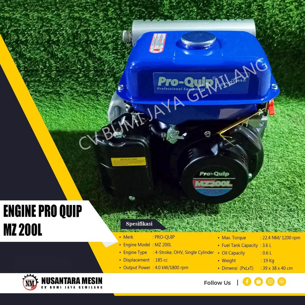 Jual MESIN PENGGERAK SERBAGUNA / ENGINE PROQUIP MZ 200 L PUTARAN LAMBAT ...