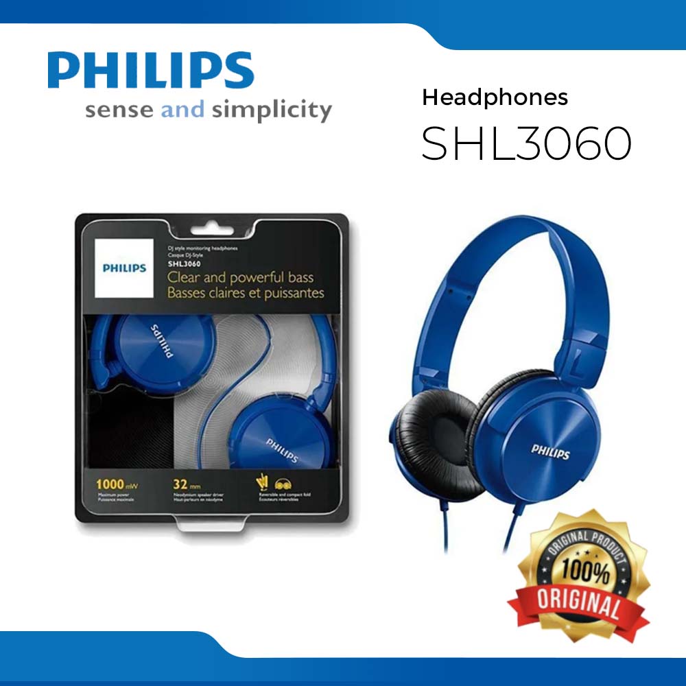 Jual PROMO Philips Headphones SHL 3060 BL - Biru | Shopee Indonesia