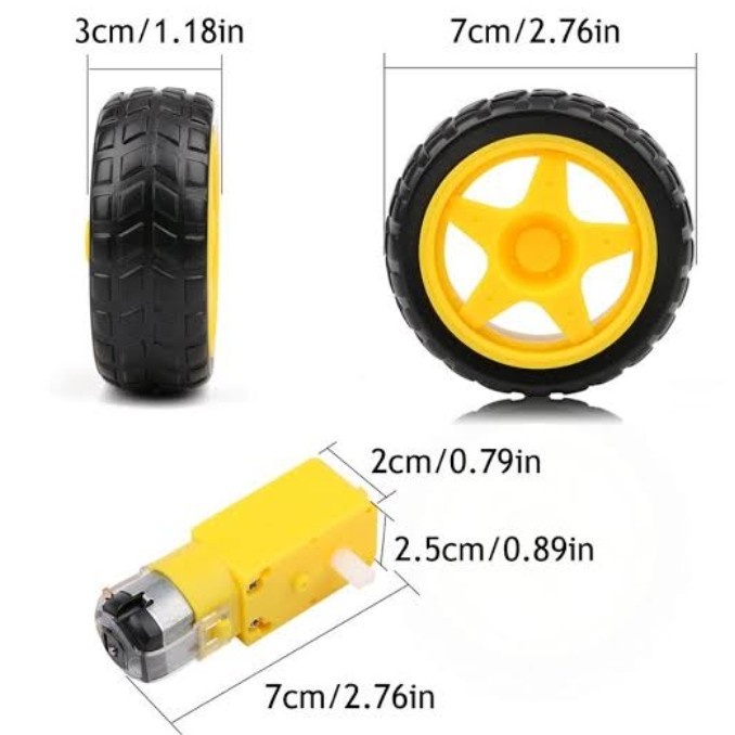 Jual RODA MOTOR DC GEAR BOX SET SMART CAR 1:48 DIY ARDUINO RASPBERRY ...