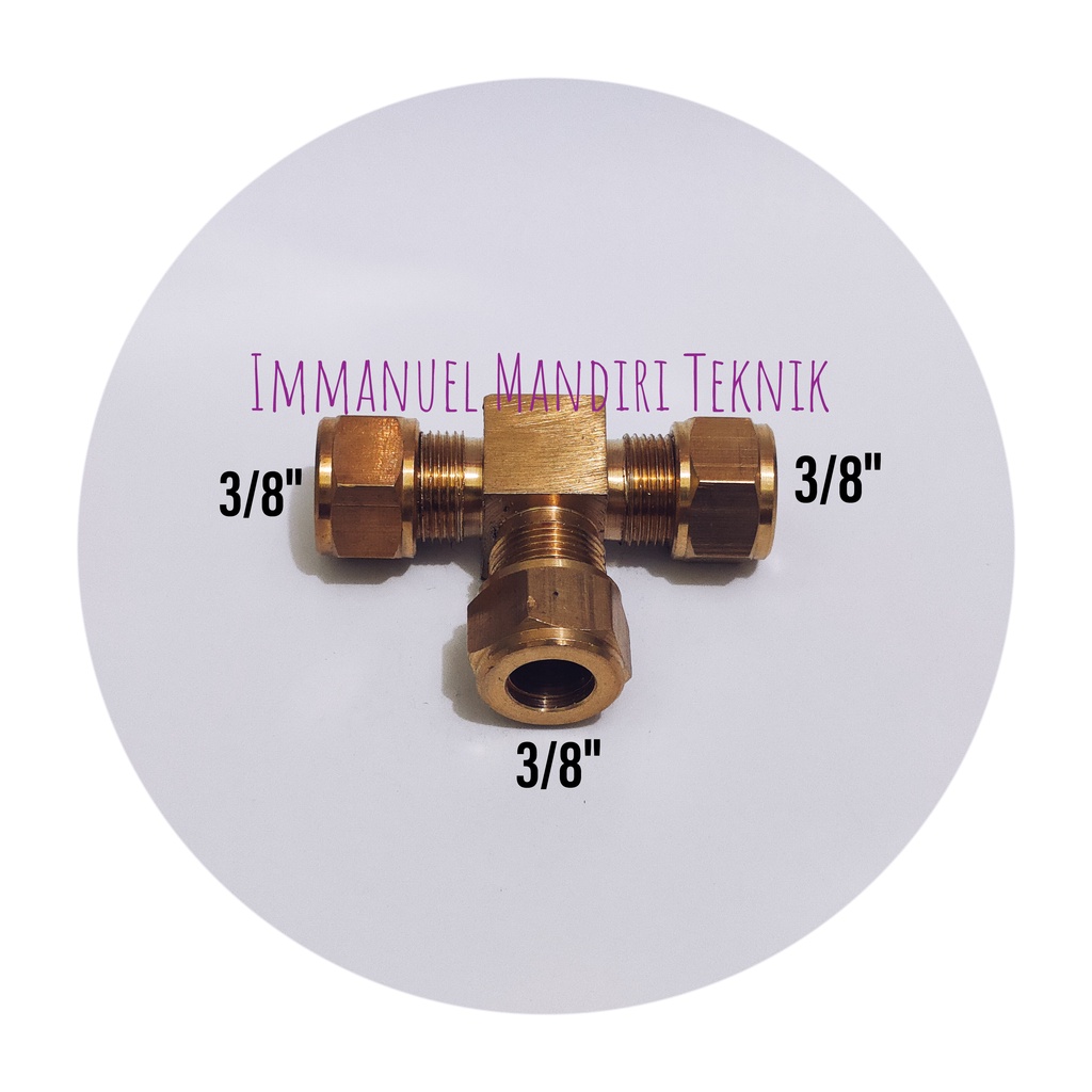 Jual Tee connector 3/8 / Tee Union 3/8 / Tee Pipa Tembaga 3/8 Kuningan | Shopee Indonesia