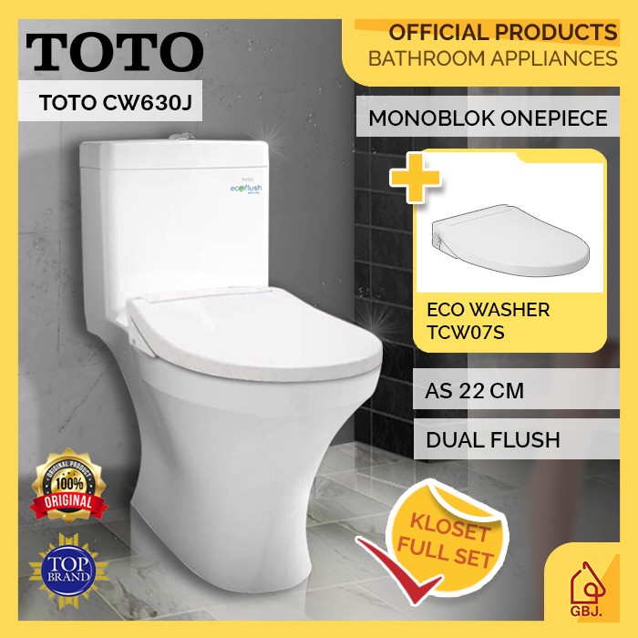 Jual KLOSET DUDUK TOTO CW630J / CW630 + ECOWASHER TCW07S / ECO WASHER ...