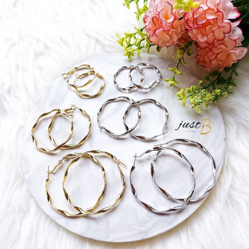 Jual Anting Simple Twisted Basic Hula Hoop Bulat Lingkaran Ulir SML ...