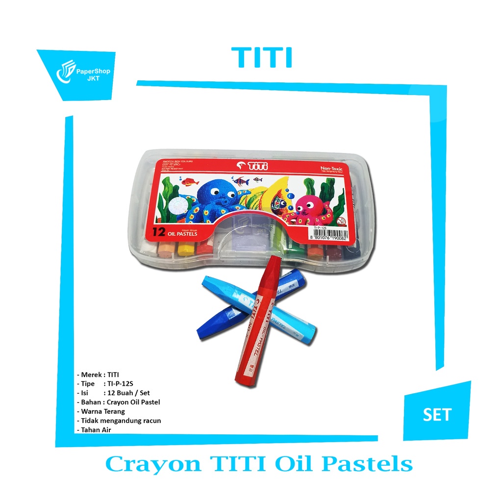 Jual TITI- Crayon Oil Pastel 12 Color TI-P-12S -Set | Shopee Indonesia