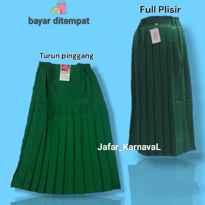 Jual SERAGAM SEKOLAH ROK HIJAU SD MI ROK SEKOLAH PANJANG HIJAU REMPEL LIPIT TURUN PINGGANG ROK ...