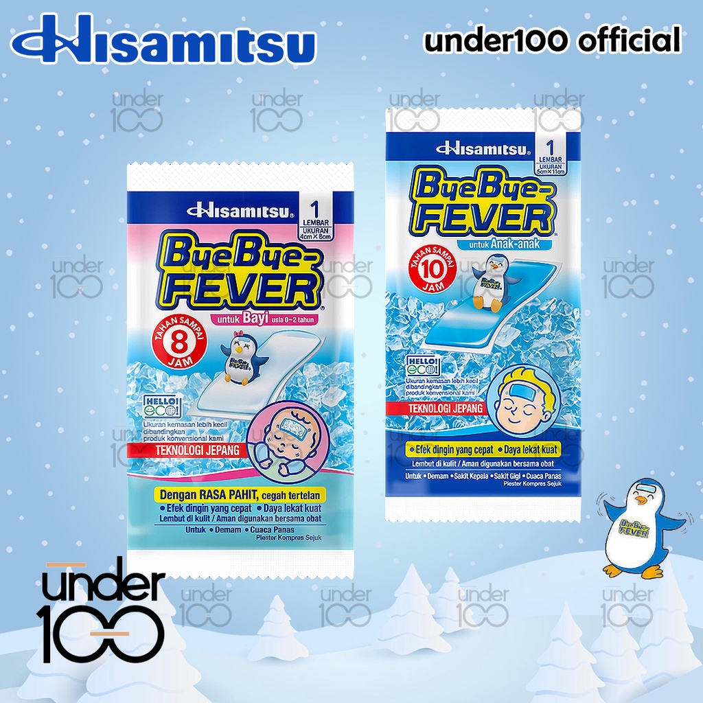 Jual Under100 Bye Bye Fever Plester Kompres Demam Efek dingin Anak ...