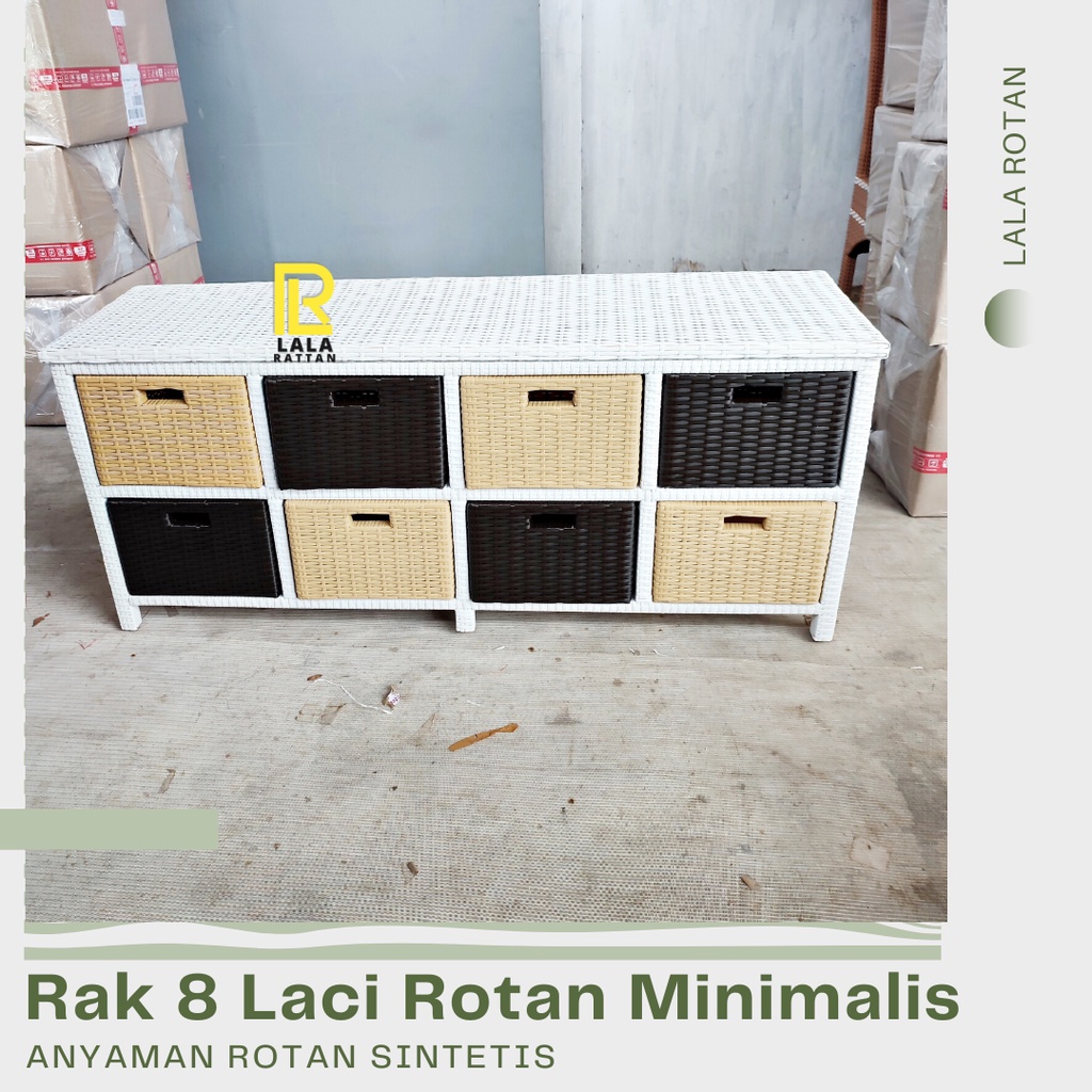 Jual LEMARI / KABINET / RAK LACI ROTAN SUSUN ISI 8 LACI MINIMALIS ROTAN ...