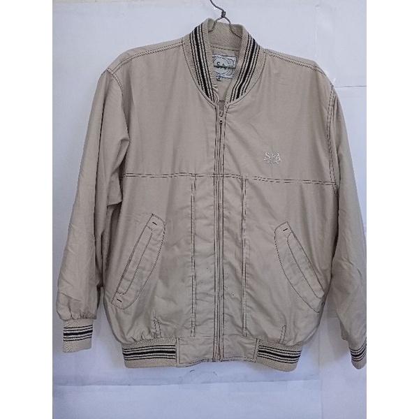Jual Jacket Bomber Casual Merek SA Sports Warna Cream Coksu Bahan ...