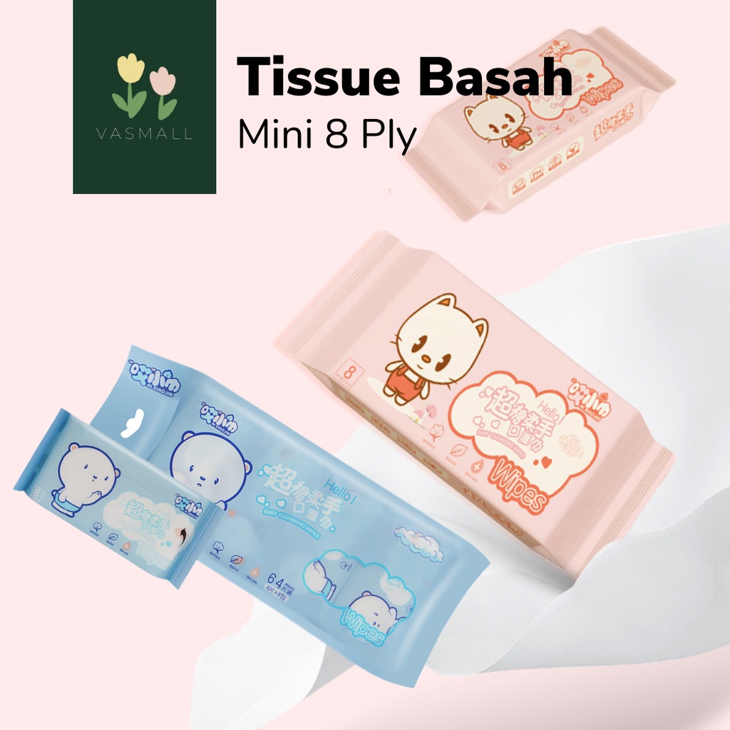 Jual VASMALL - [ ISI 8 LEMBAR ] TISSUE BASAH MINI | TISSUE BASAH TRAVEL ...