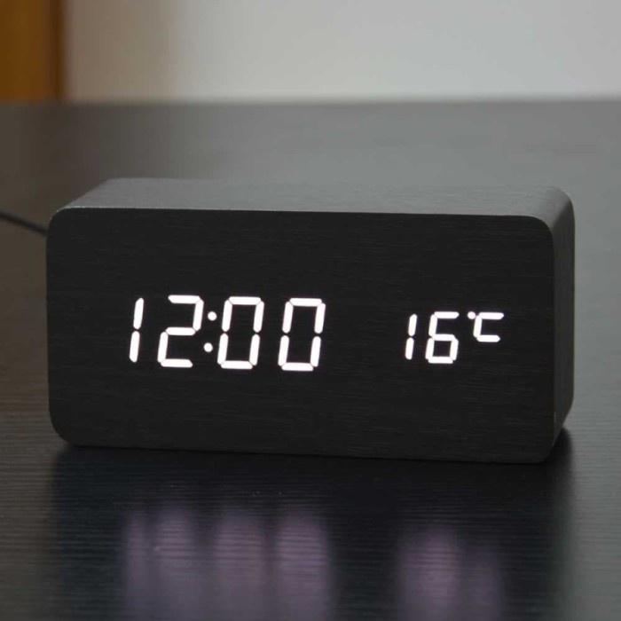 Jual Jam Meja Kayu Digital Led /Jam Estetik + SUHU /Digital Wood Smart ...