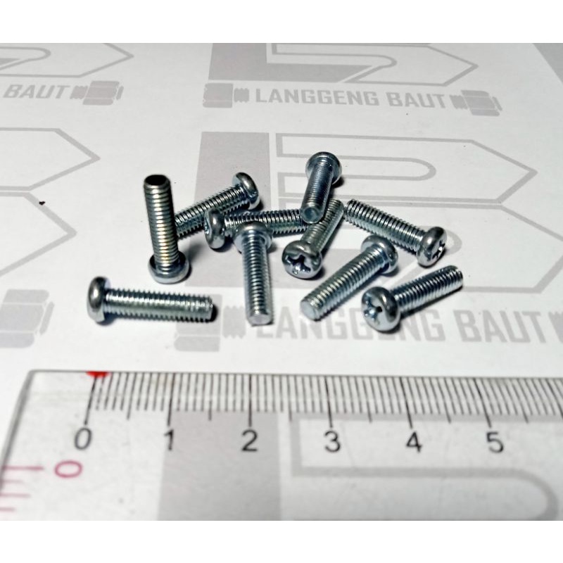 Jual 10 Pcs Baut JP M4x15 / Baut Obeng Plus Kepala Bulat 4mm Panjang 1 ...