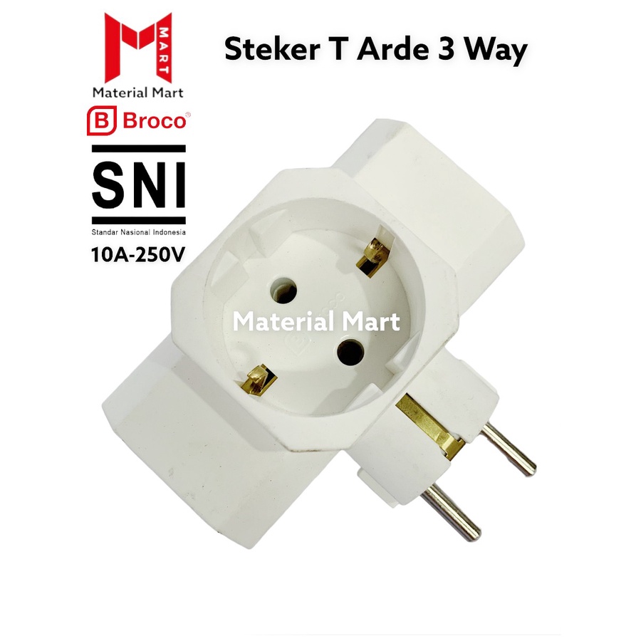 Jual Steker Broco T Arde 3 Way SNI | Colokan Listrik 3 Lubang Broco ...