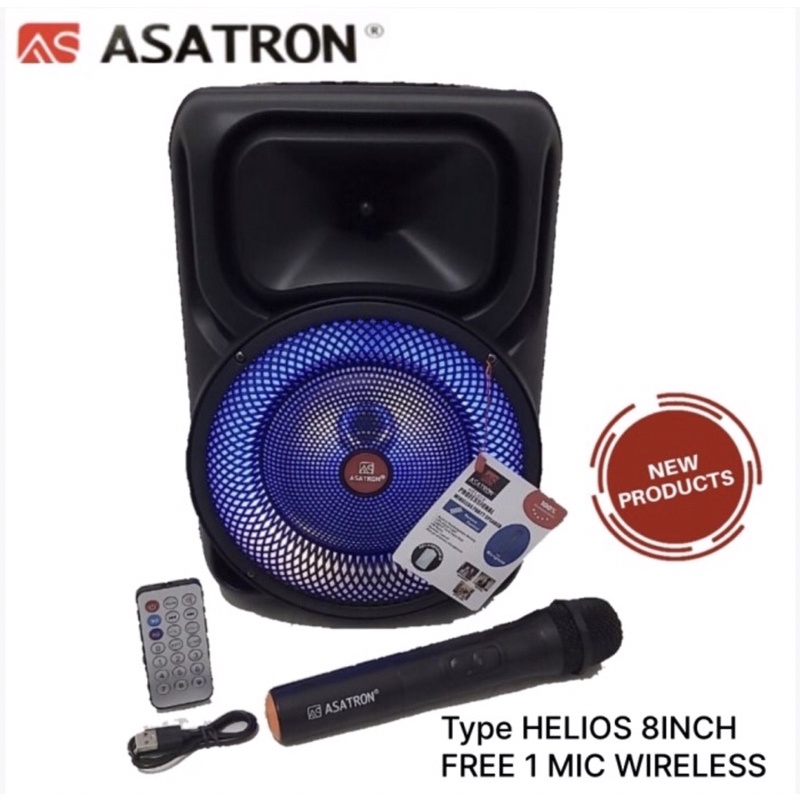 Jual Speaker Portable ASATRON HELIOS 8” Free Mic Wireless | Shopee ...