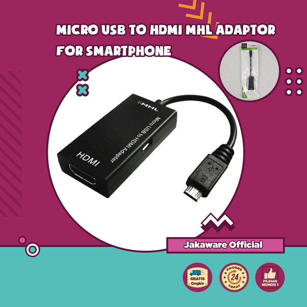 Jual MICRO USB TO HDMI MHL ADAPTER FOR SMARTPHONE AUX AUDIO ADAPTOR MIKRO SD KONEKTOR CONNECTOR ...
